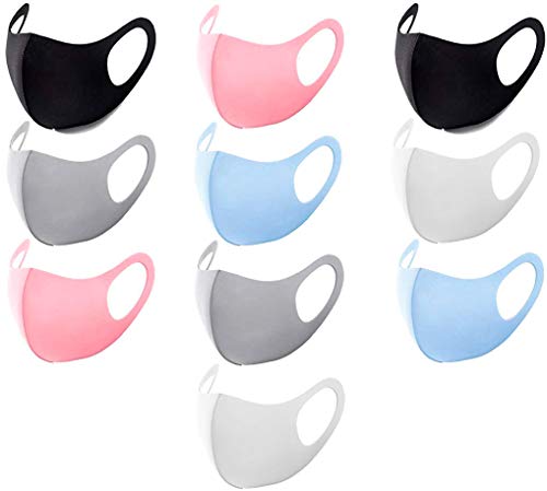10PCS Kids Colorful Face Mask Covers with Elastic Ear Loop Cover Full Face Anti-Dust, Unisex, Washable, Breathable, and Reusable (Kids Colorful)
