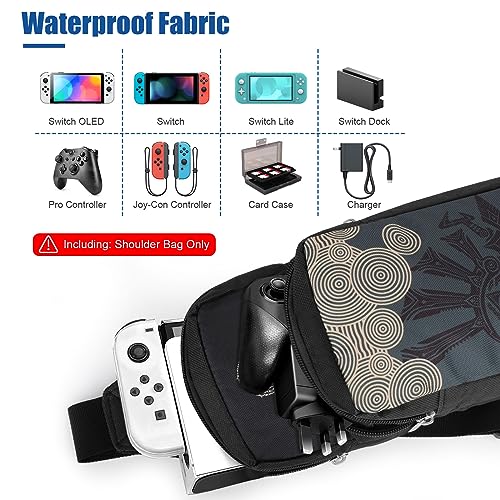 Xishwon Backpack Carrying Travel Bag for Nintendo Switch/Lite/OLED/Console/Dock/Joy-Cons&Accessories Storage, Portable Nylon Waterproof Crossbody Shoulder Chest Sling Side Gaming Bag for Men, Black