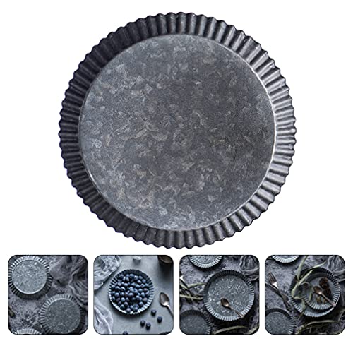 Cabilock Cutlery Tray Galvanized Serving Tray Round Farmhouse Rustic Serving Platter Fruit Food Breakfast Coffee Cupcake Dinner Tray for Kitchen Dining Room Jewlery Tray