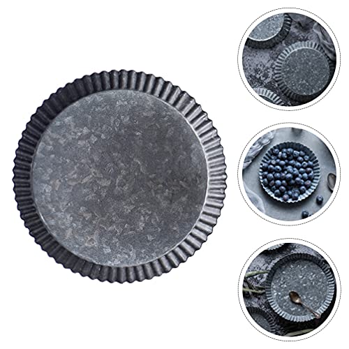 Cabilock Cutlery Tray Galvanized Serving Tray Round Farmhouse Rustic Serving Platter Fruit Food Breakfast Coffee Cupcake Dinner Tray for Kitchen Dining Room Jewlery Tray