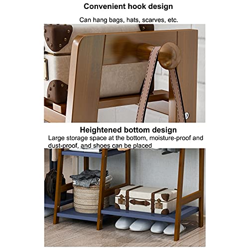 ZJDU Bamboo Clothes Hanging Rack,Portable Closet Organizer,Free Standing Closet Organizer,Heavy Duty Clothe Closet Storage with Shelves,for Bedroom Guest Room,80×40×140cm