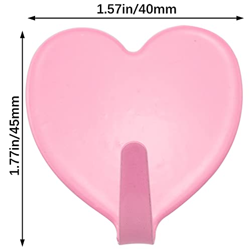Lind Kitchen 5PCS 40x45mm Stainless Steel Heart-Shaped Hook Heart Shaped Multifunctional Self Adhesive Door Hook Coat Hooks Wall Mounted Coat Rack Closet Hooks, Nordic Pink