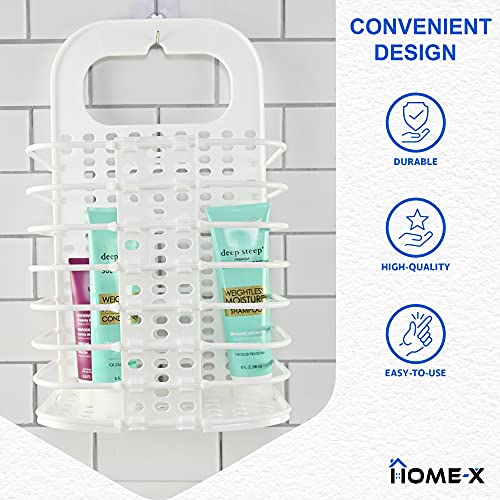 HOME-X Collapsible Laundry Hamper, Plastic Clothes Hamper and Collapsible Laundry Basket, Convenient Hanging Laundry Hamper, 18" L x 10 ½” W x 6 ½” H, White