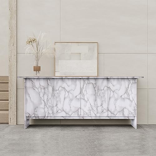 HATOKU 17.7" x 355" Glossy Marble Peel and Stick Wallpaper, Contact Paper for Cabinets, PVC Self Adhesive Wallpaper for Desk Drawer Shelf Liner