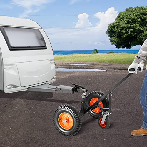 VEVOR Adjustable Trailer Dolly, 1000lbs Tongue Weight Capacity, Carbon Steel Trailer Mover with 19''-26'' Adjustable Height & 2'' Ball, 16'' Pneumatic Tires & Universal Wheel, for Moving RV Trailer