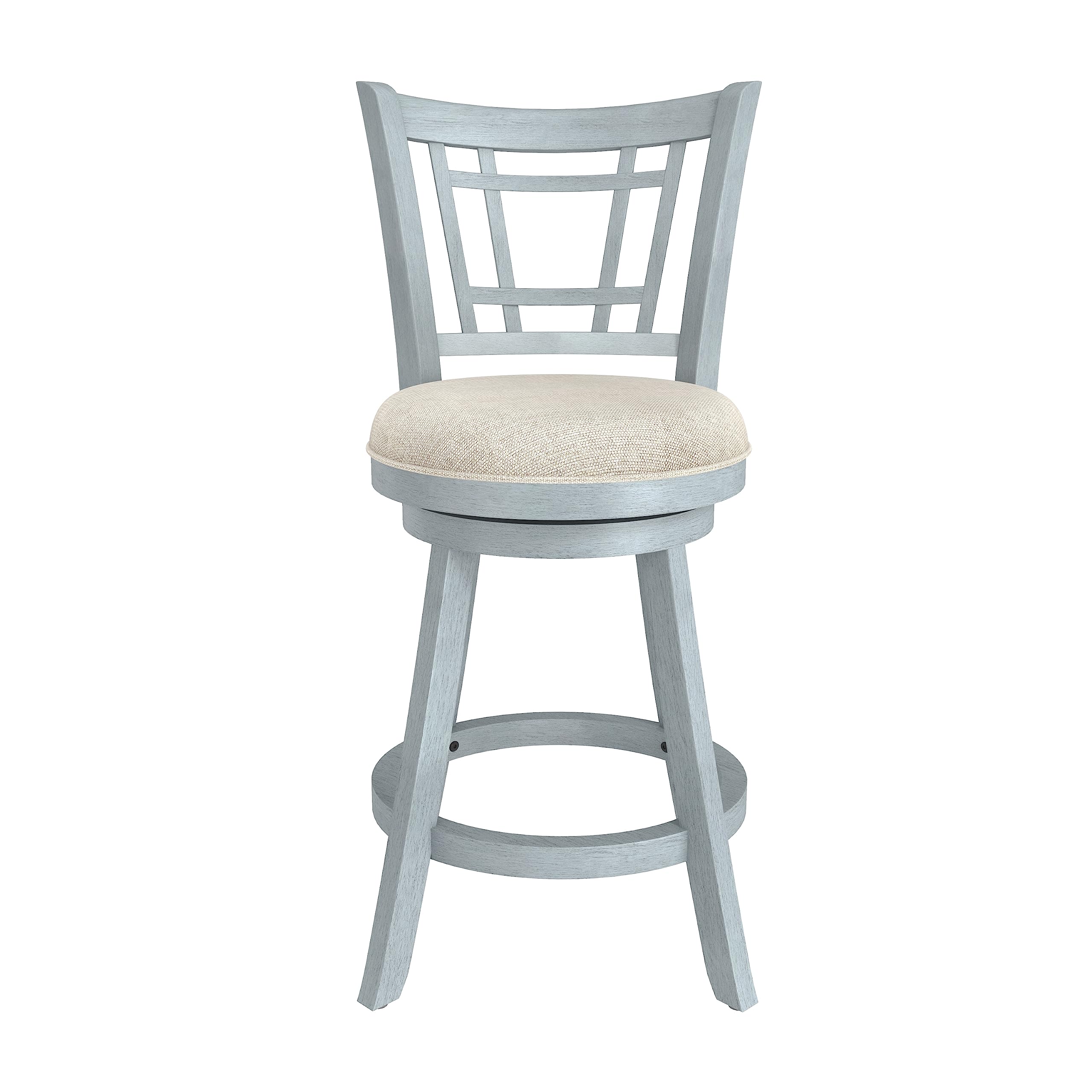 Hillsdale, Fairfox Wood Counter Height Swivel Stool with Rectangular Lattice Back, Blue Wire Brush