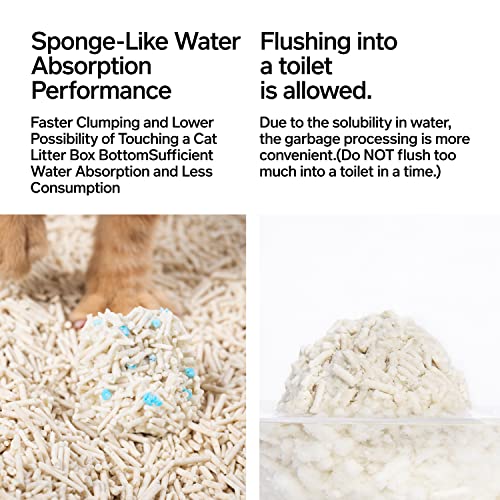 pidan Tofu Cat Litter Clumping,Flushable,Ultra Absorbent and Fast Drying, 100% Natural Ingredients Litter,Solubility in Water,Really Dust-Free,Less Scattering (5.3lb×1bag)