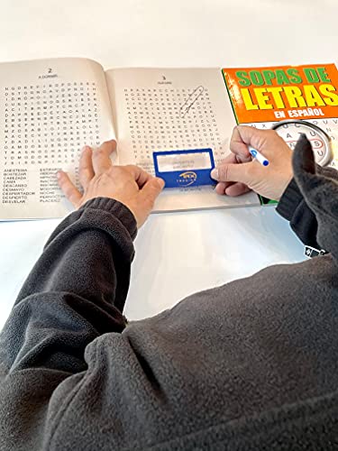 Vision St. Publishing 2 Pack Sopas De Letras Jumbo Spanish Word Search Book, Magnifying Glass, Pen for Easy Reading
