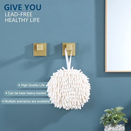 KOKOSIRI Bath Towel Hook Wall Mount Square Robe Hook Coat Hook, Bathroom Kitchen Garage Heavy Duty Wall Mounted, SUS 304 Stainless Steel, Brushed Gold, B1010BG-P2