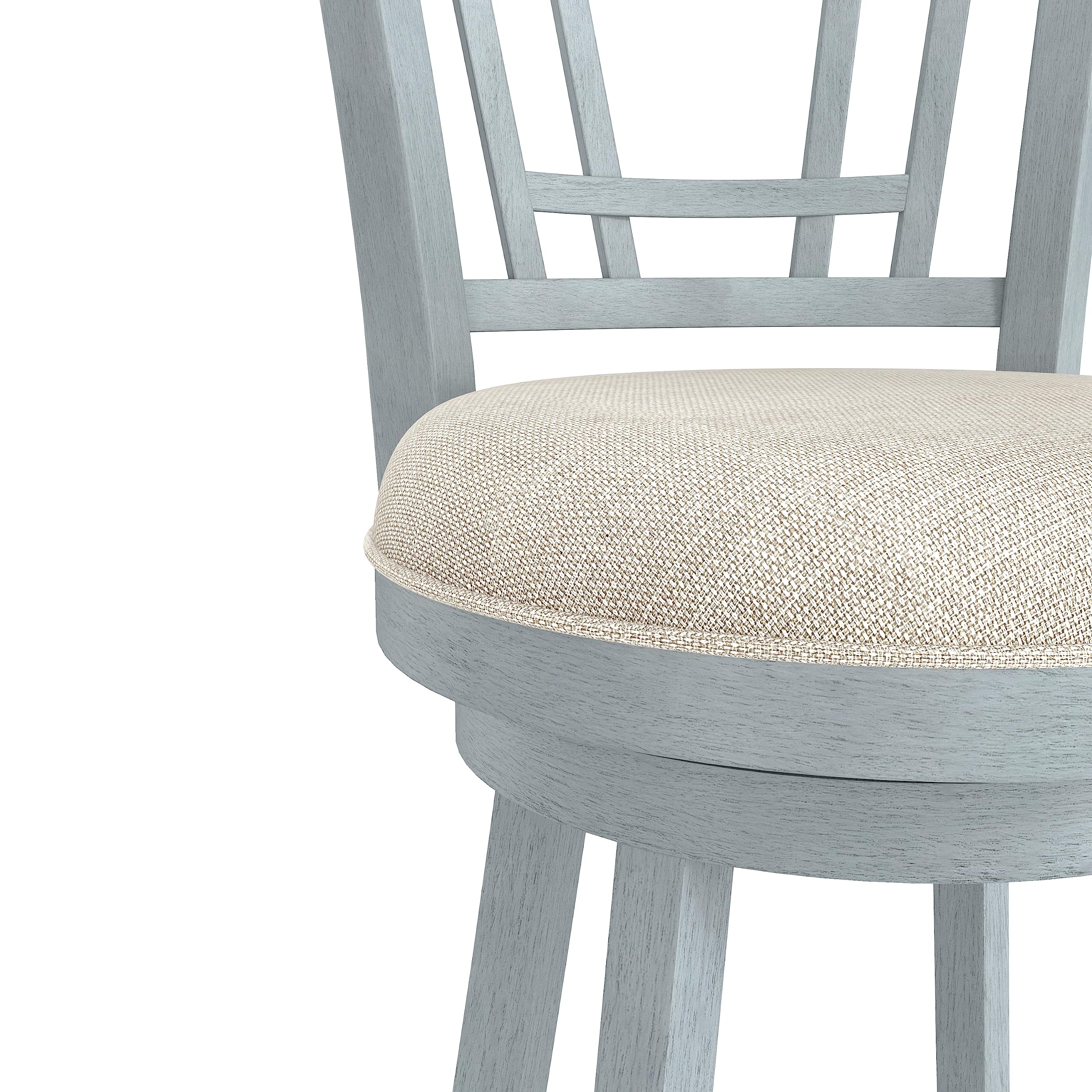 Hillsdale, Fairfox Wood Counter Height Swivel Stool with Rectangular Lattice Back, Blue Wire Brush