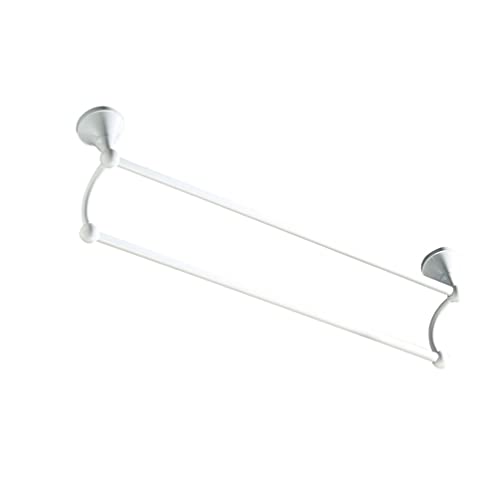 DOITOOL Double Towel Bar Wall- Mounted Brass Towel Bar Towel Holder Antique Brass Retro Towel Rack Wall Mounted Brass Storage Rack Smooth Towel Rack Towel Holder (White) Towel Storage Bar
