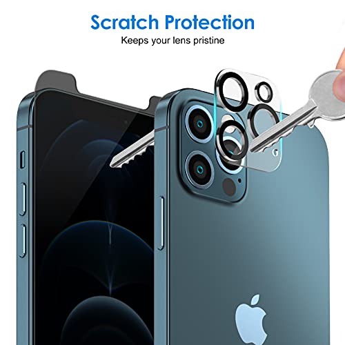JETech Privacy Screen Protector for iPhone 12 Pro Max 6.7-Inch with Camera Lens Protector, Anti Spy Tempered Glass Film, 2-Pack Each