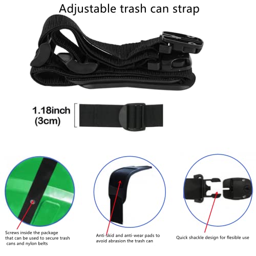 FKUMLUN Trash Can Lid Lock, Adjustable Dustbins Secure Lock Straps,with Mount Screws & Buckle Keys for Outdoor Garbage Cans