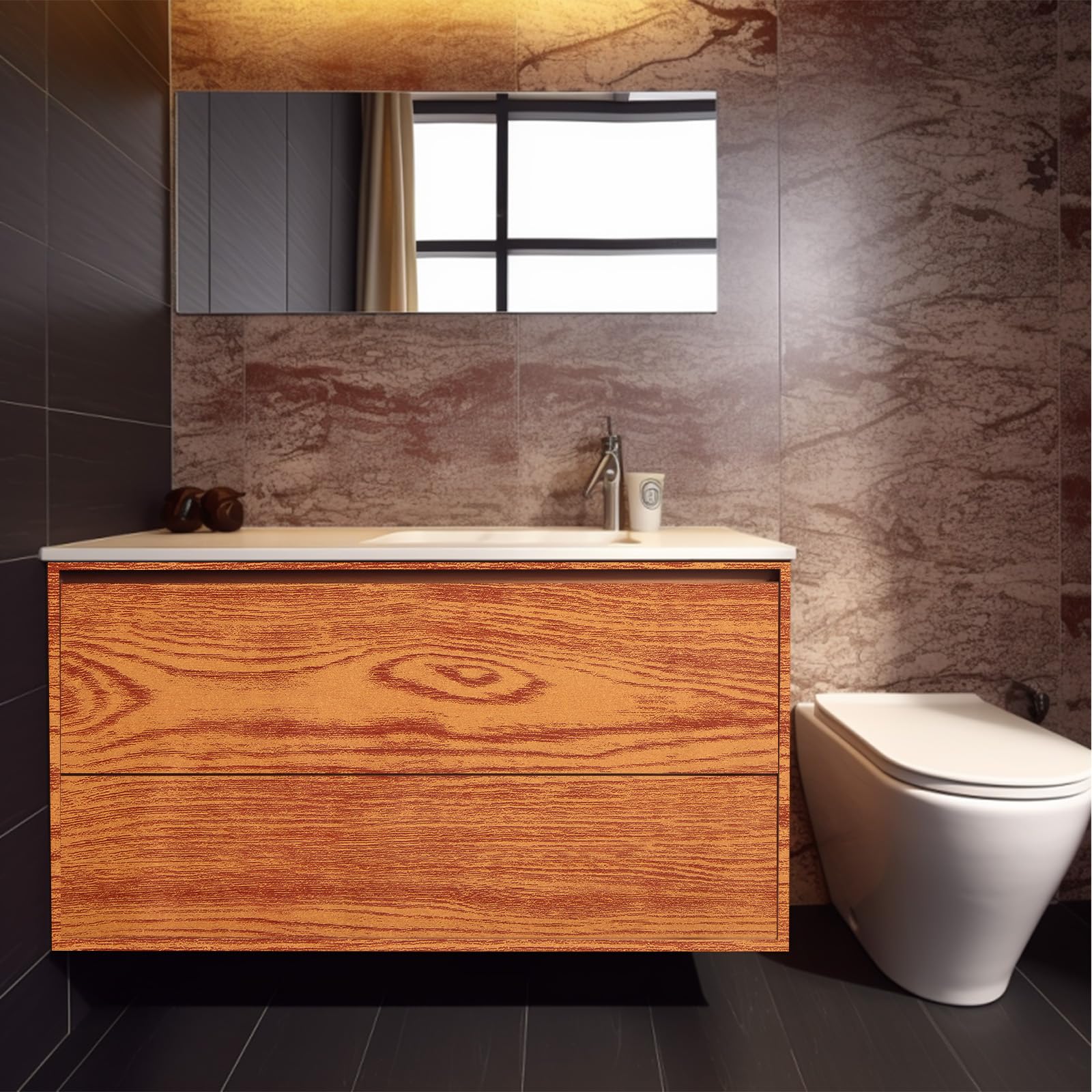 HATOKU 17.7" x 196" Brown Wood Peel and Stick Wallpaper, Contact Paper for Cabinets PVC Self Adhesive Wallpaper for Desk Drawer Shelf Liner