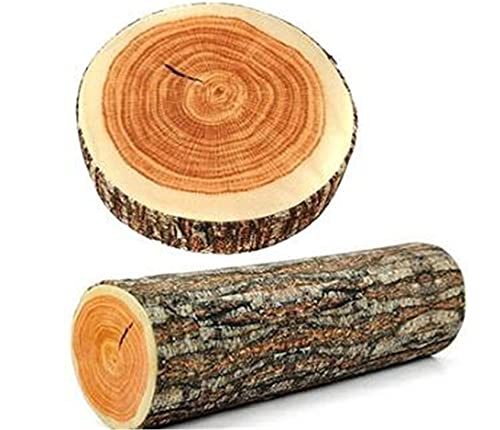 ZHANGXD 2PCS Creative Natural Wood Design Round Long Throw Pillow, Cushion for Home, Couch, Sofa, Bedroom, Living Room Decor, Stump (#1)