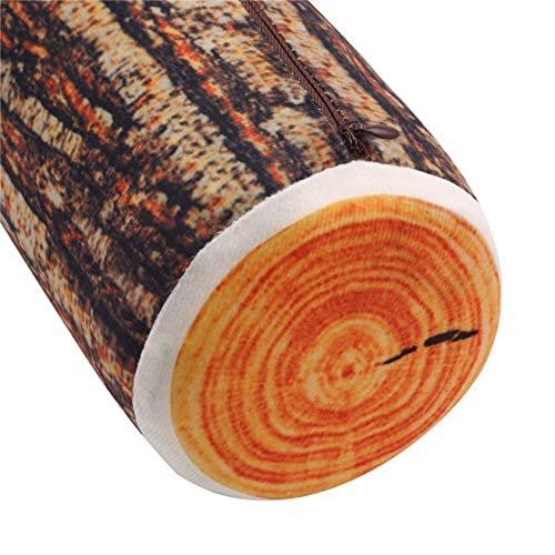 ZHANGXD 2PCS Creative Natural Wood Design Round Long Throw Pillow, Cushion for Home, Couch, Sofa, Bedroom, Living Room Decor, Stump (#1)