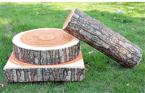 ZHANGXD 2PCS Creative Natural Wood Design Round Long Throw Pillow, Cushion for Home, Couch, Sofa, Bedroom, Living Room Decor, Stump (#1)