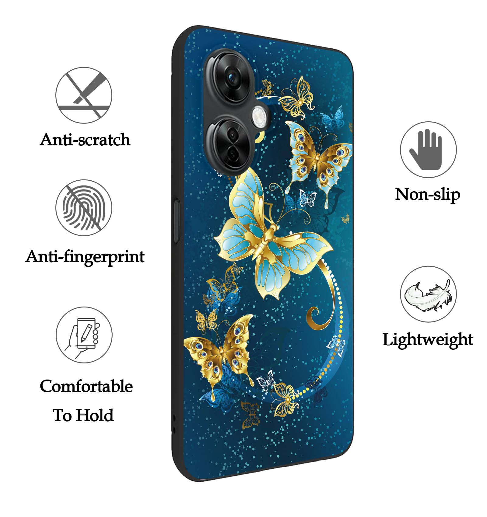 Starhemei for OnePlus Nord N30 5G Case, OnePlus Nord CE 3 Lite 5G Case, Silicone TPU Slim Rubber Flexibility Soft Protective Cover Protector Phone Case for OnePlus Nord N30 5G 2023 (Butterfly)