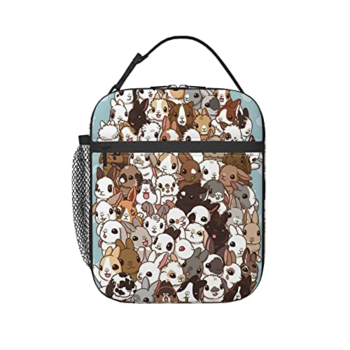 Cute Kawaii Bunny Insulated Lunch Bag Lunch Box Lunch Tote Cooler Reusable Lunch Pail Outdoors Meal Bag