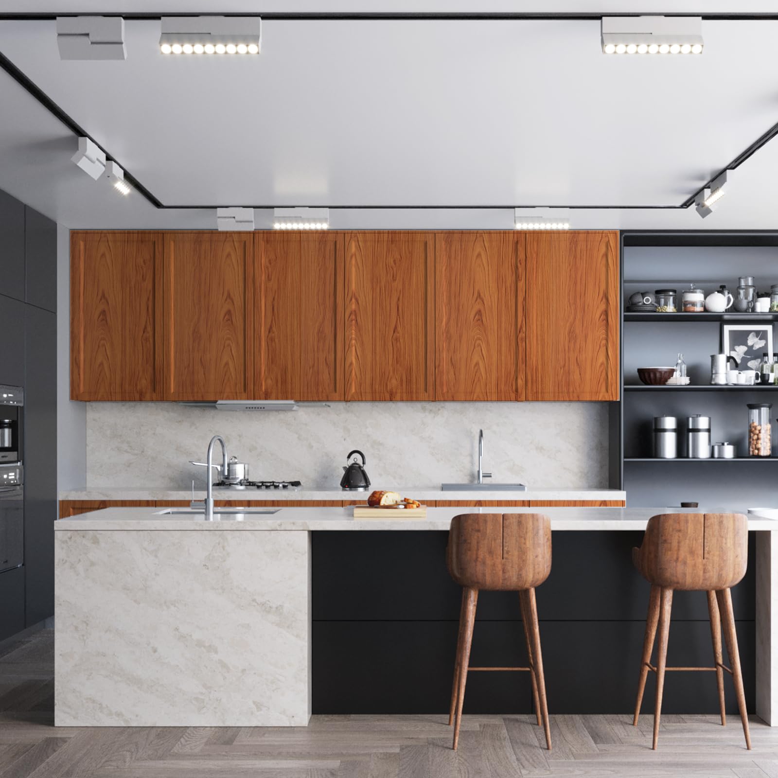 HATOKU 17.7" x 355" Brown Wood Peel and Stick Wallpaper, Contact Paper for Cabinets PVC Self Adhesive Wallpaper for Desk Drawer Shelf Liner