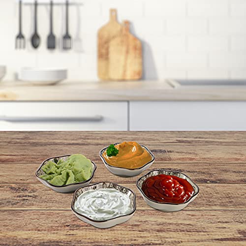 ZEAYEA Set of 12 Pinch Bowls, Ceramic Dipping Mini Bowls, 3 oz Soy Sauce Dishes, Japanese Appetizer Condiments Serving Dishes for Sushi, Ketchup, Dessert, Snack, BBQ, Party, Dinner