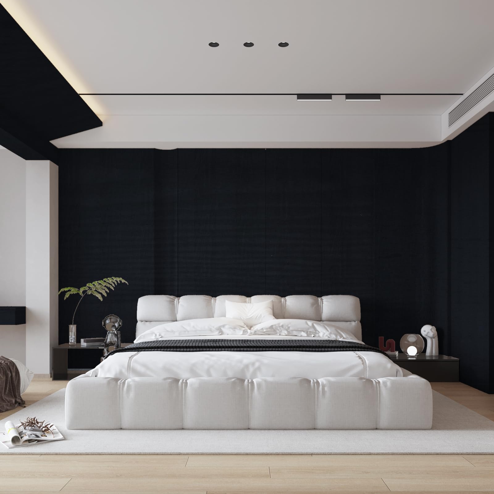 HATOKU 17.7" x 196" Black Wood Peel and Stick Wallpaper, Contact Paper for Cabinets PVC Self Adhesive Wallpaper for Desk Drawer Shelf Liner