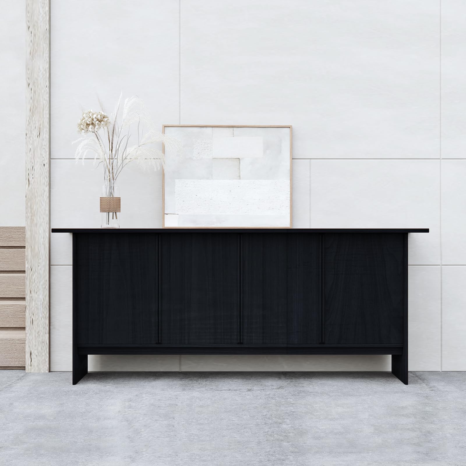 HATOKU 17.7" x 196" Black Wood Peel and Stick Wallpaper, Contact Paper for Cabinets PVC Self Adhesive Wallpaper for Desk Drawer Shelf Liner
