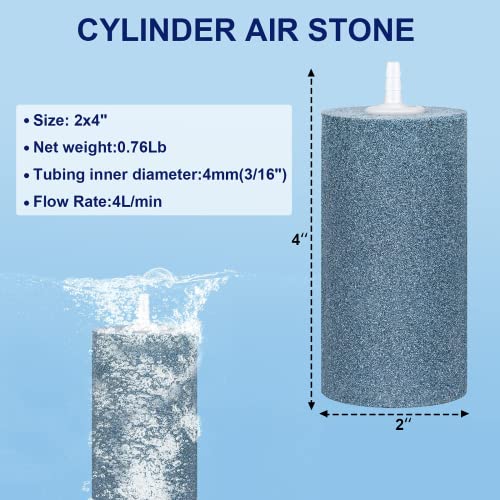 Simple Deluxe 4 X 2 Inch Large Air Stone Cylinder for Fish & Plant in Aquarium and Hydroponics Air Pump, 10 Pack