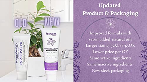 SprinJene Natural SLS Free Fluoride Free Toothpaste for Sensitive Teeth & Gum, Fresh Breath & Helps Dry Mouth Vegan Dye Free 1 Pack (Improved)