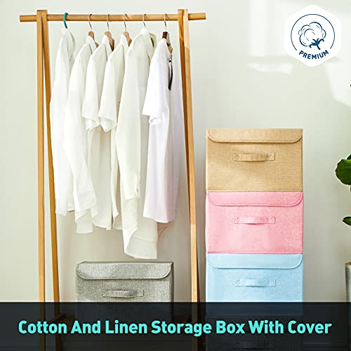 FUDDE foldable fabric storage box[2-Pack] dust-proof storage boxes with flip lid, can store clothes, shelves, books and toys, used in family bedroom closet storage boxes. (M, PINK)