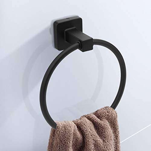 DEGULAS Bathroom Hardware Set 4 Pieces, Matte Black Towel Bar Set , Includes 24In Towel Bar, Towel Ring, Robe Towel Hooks,Toilet Paper Holder, Bathroom Towel Rack Set