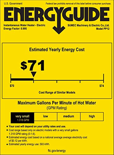 MAREY Power Pak 12 kW Electric Tankless Water Heater, White, Small
