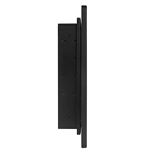 TEHOME Farmhouse Black Metal Framed Recessed Bathroom Medicine Cabinet with Mirror Rounded Rectangle Tilting Beveled Vanity Mirros for Wall 16x24 inch