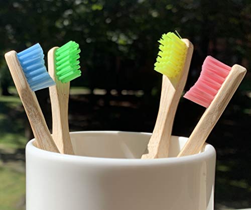EcoFrenzy - Kids Bamboo Toothbrush - Child Size Soft BPA Free Color Safe Bristles (8 Pack)