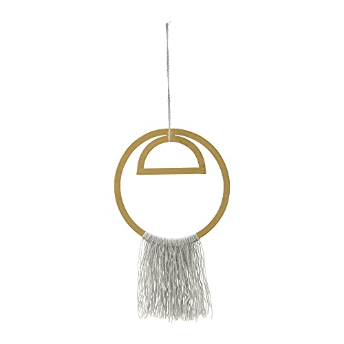 Main + Mesa Round Metal Wall Hanging with Tassel, Gold