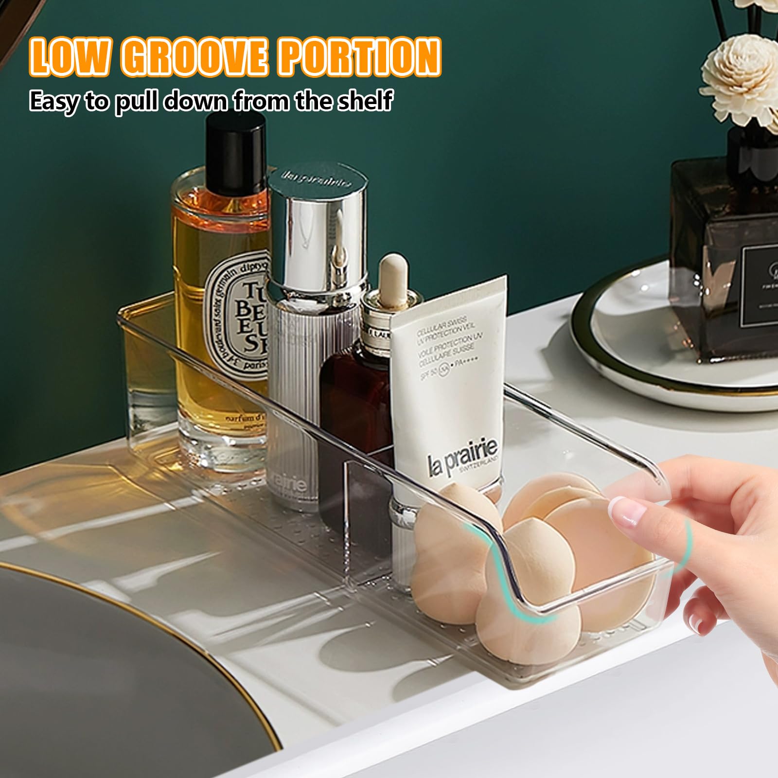 CYEAH 3 Pcs Tea Bag Organizer, 11 x 3.5 x 3 in Clear Tea Bag Holder Oragnizer, PET Tea Bag Storage Organizers, Drink Mix Packet Organizer for Sugar Packet Coffee Condiment Spices Countertop Cabinet