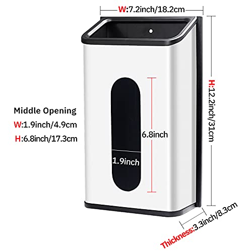 Wall Mount Grocery Plastic Bag Holder and Dispenser for Plastic Bags,LINAN Stainless Steel Bag Saver, Anti-Fingerprints, White