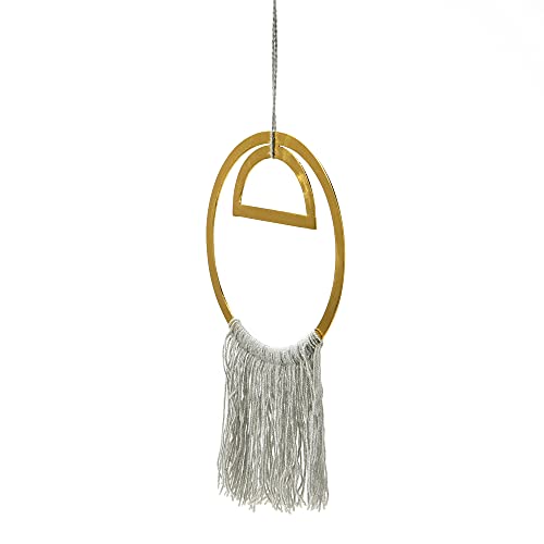 Main + Mesa Round Metal Wall Hanging with Tassel, Gold