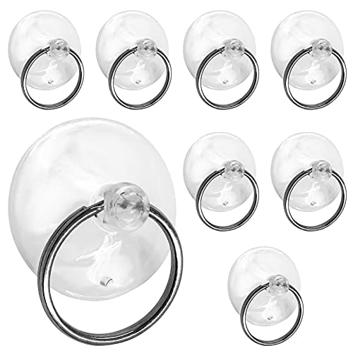 Piutouyar 12Pcs Suction Cup with Ring 2"/50mm Clear Key Ring Suction Cups Sucker for Window Kitchen Wall Hook Hanger