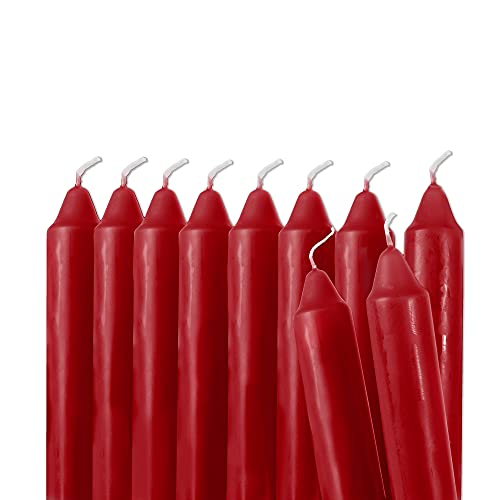 10 Pack Straight Unscented Red Candles - 9.5 Inch Tall Candle Sticks - Dripless Long Burning Candles for Dinner Table, Weddings, Home Decoration, Holidays - 8 Hour Burn Time