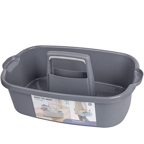 Andmey Cleaning Caddy Organizer Portable Shower Caddy Basket with Handle for Bathroom, Garden, kitchen, Cleaning Supplies, Gray