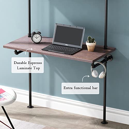 MCleanPin Industrial Computer Desk with Shelves,Ladder Shelf Desk,Wall Mount Desk with Shelf,79inch Home Office Computer Table, 2-Tier Rustic Wall Ladder Desk(W40inch)