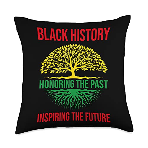 African Roots Pride Black History Month Honoring The Past Inspiring The Future BHM Black History Throw Pillow, 18x18, Multicolor