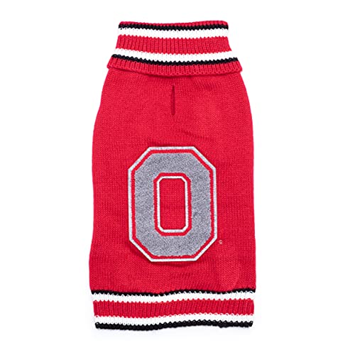 The License House Ohio State Buckeyes Dog Block O Pullover Turtleneck, Warm Pullover Fleece Dog Sweater, Winter Dog Clothes - XL, Red