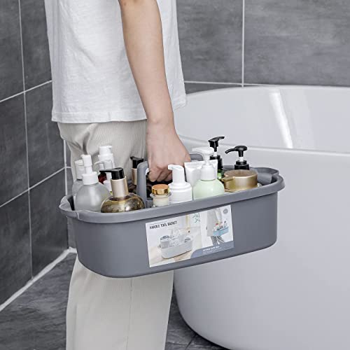 Andmey Cleaning Caddy Organizer Portable Shower Caddy Basket with Handle for Bathroom, Garden, kitchen, Cleaning Supplies, Gray