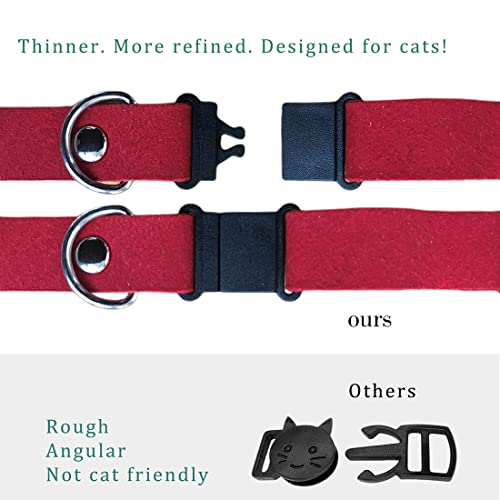 Personalized Anti Strangulation Kitten Cat Collars with Bell Breakaway Quick Release Custom Engraved Cat Collar with Name Tag Adjustable Red Cute Cat Collars for Male Female Boy Girl Cats
