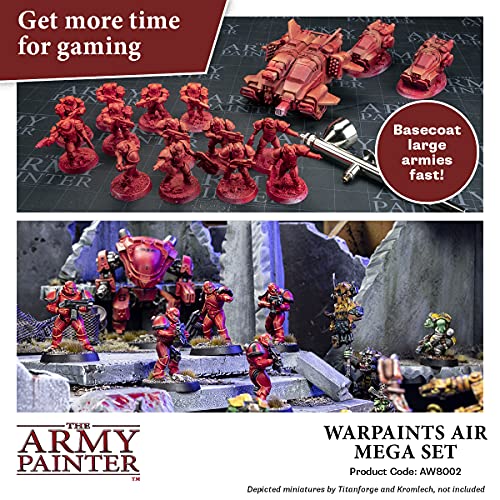 The Army Painter Warpaints Air Mega Set - Non-Toxic Water Based Airbrush paint set β paint and primer for Tabletop Roleplaying, Boardgames, and Wargames Miniature Model Painting