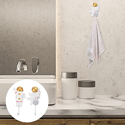 IMIKEYA 2Pcs Wall Hooks Self Adhesive Astronaut Shape Entryway Coat Hook Clothes Hanger for Bedroom Mudroom Bathroom Kitchen Jackets Hats Robes Towels
