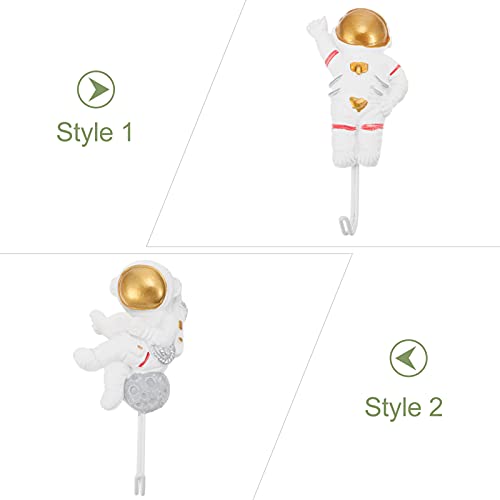 IMIKEYA 2Pcs Wall Hooks Self Adhesive Astronaut Shape Entryway Coat Hook Clothes Hanger for Bedroom Mudroom Bathroom Kitchen Jackets Hats Robes Towels