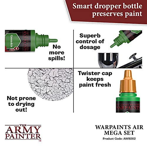 The Army Painter Warpaints Air Mega Set - Non-Toxic Water Based Airbrush paint set β paint and primer for Tabletop Roleplaying, Boardgames, and Wargames Miniature Model Painting